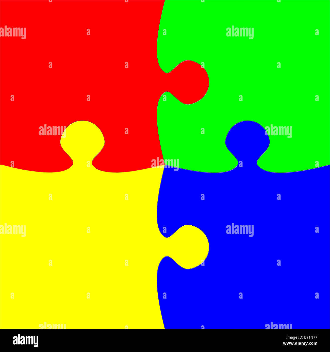 Colorful four pieces puzzle Stock Photo - Alamy