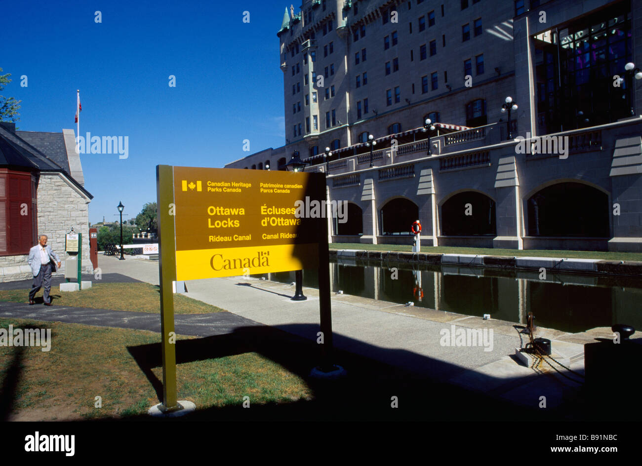 Ontario Canada Ottawa Rideau Canal Locks Bilingual Sign Stock Photo - Alamy