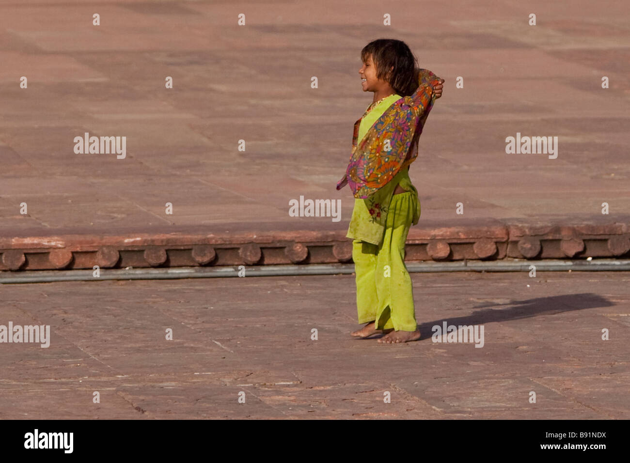 Young Muslim Girl Pulling up her Scarf inside the Friday Mosque in ...
