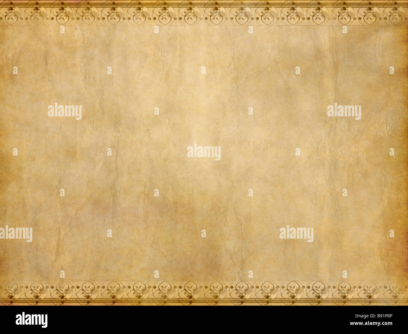 great image of old parchment paper with floral design Stock Photo - Alamy