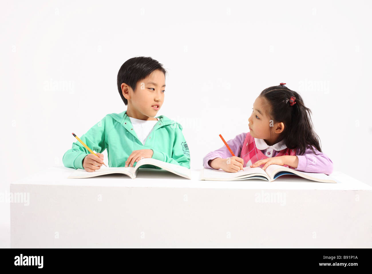 Young Children in Study Stock Photo - Alamy