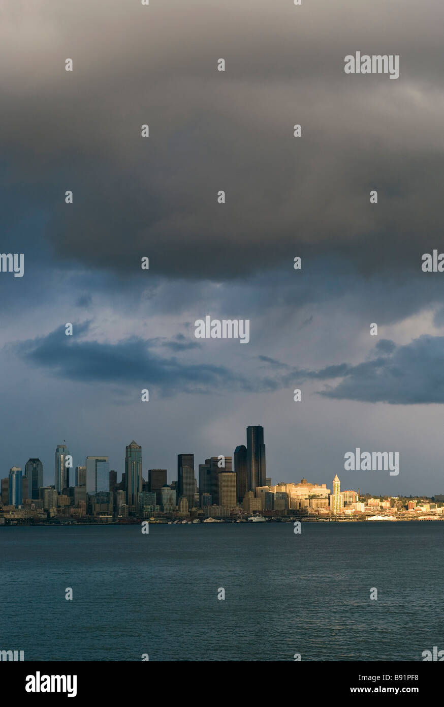 Stormy Seattle skyline Washington Stock Photo - Alamy