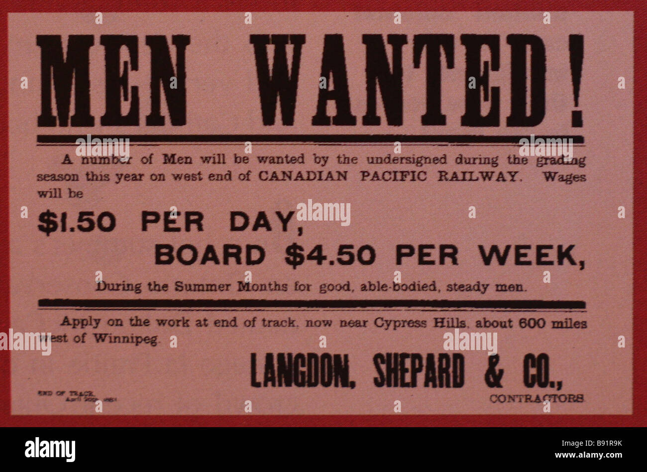 Historic Men Wanted newspaper add placed by the Canadian Pacific ...