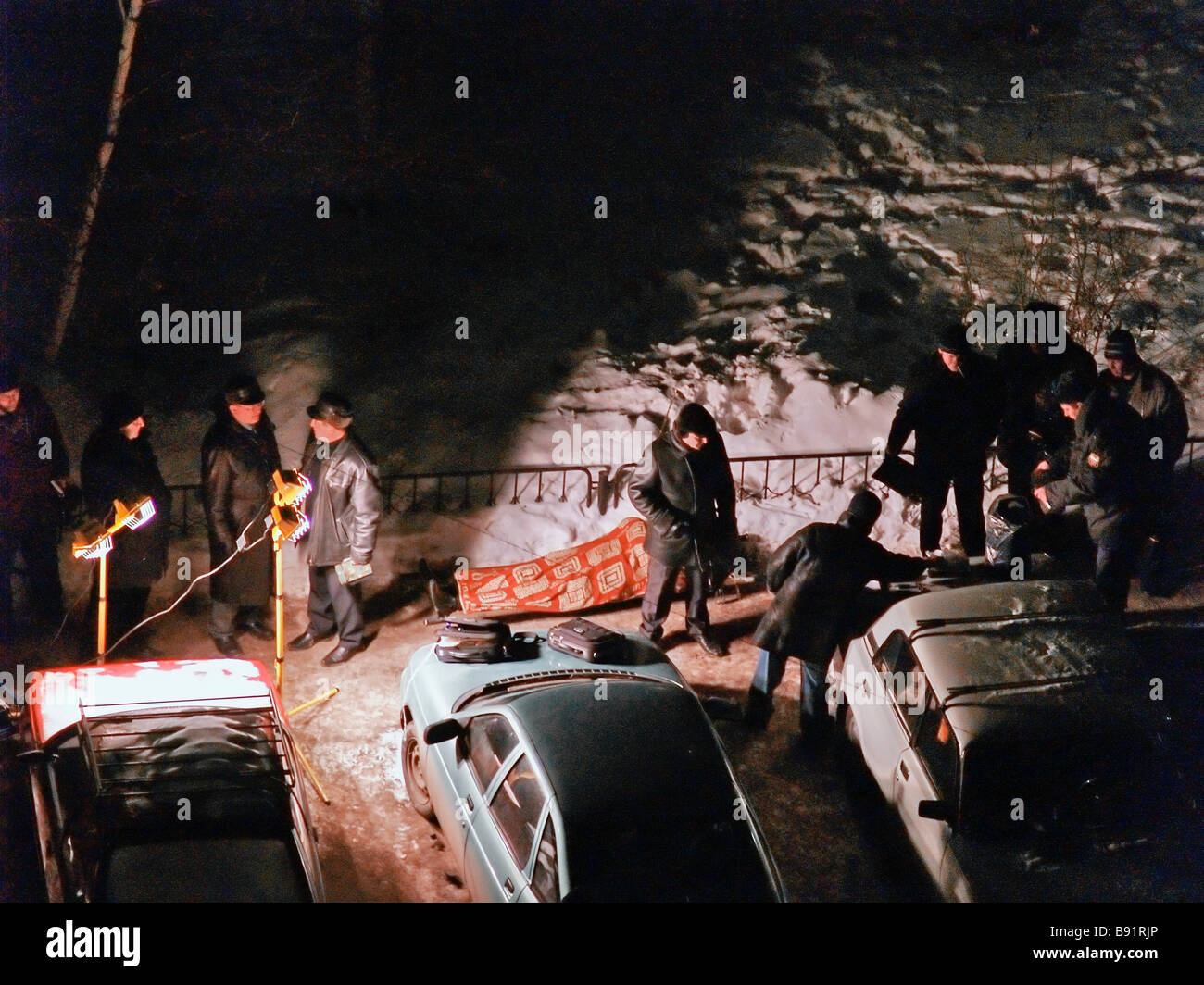 Crime scene investigation at the place where Saratov Region Prosecutor ...