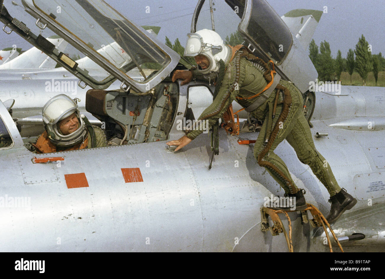 Pilots get ready to fly a supersonic aircraft Stock Photo - Alamy
