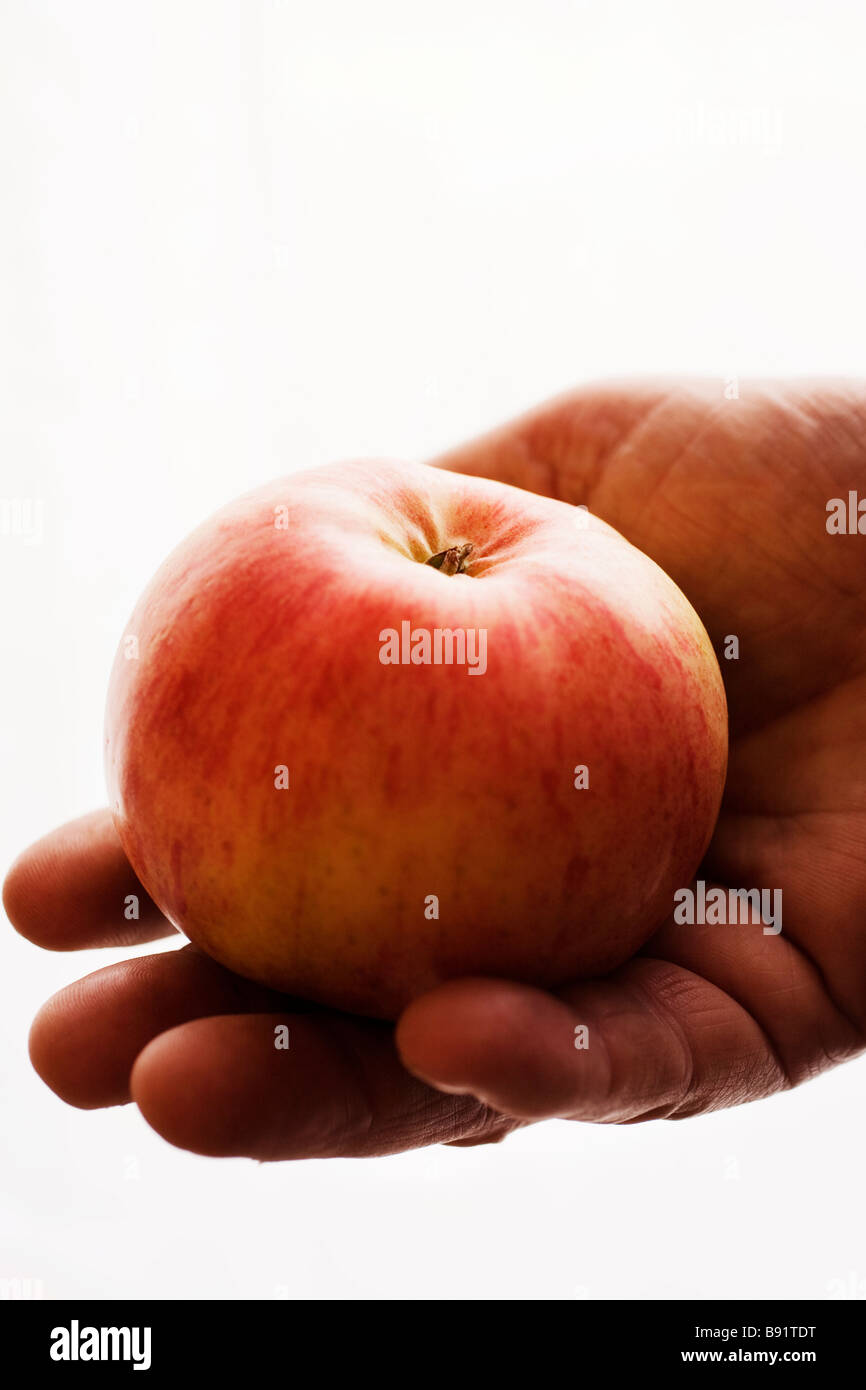 An apple in a hand Stock Photo - Alamy