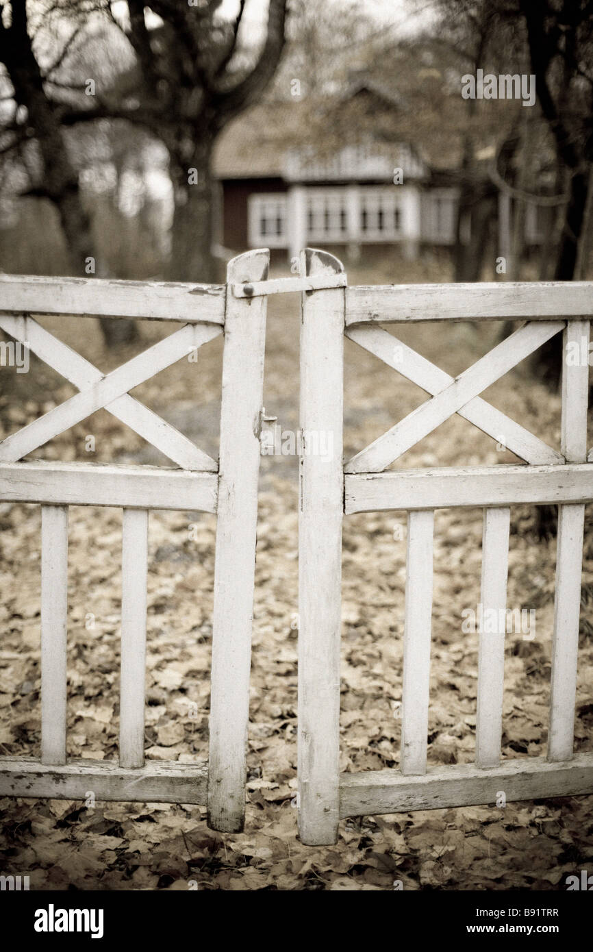 An old gate in front of a house Gotland Sweden Stock Photo - Alamy
