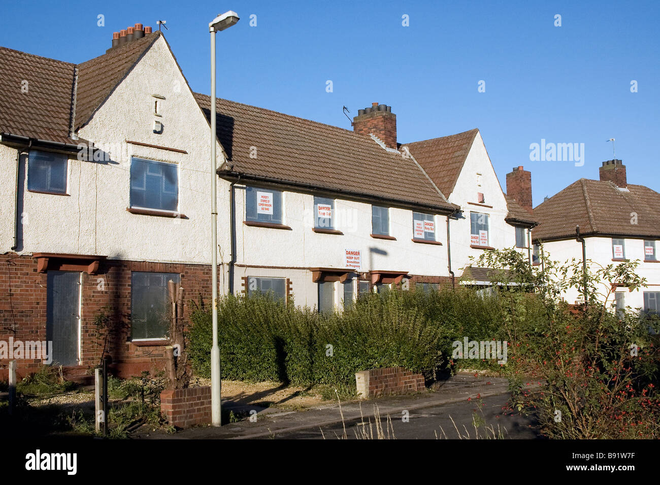 Boarded up houses ready for demolition on the Priory Council Estate ...