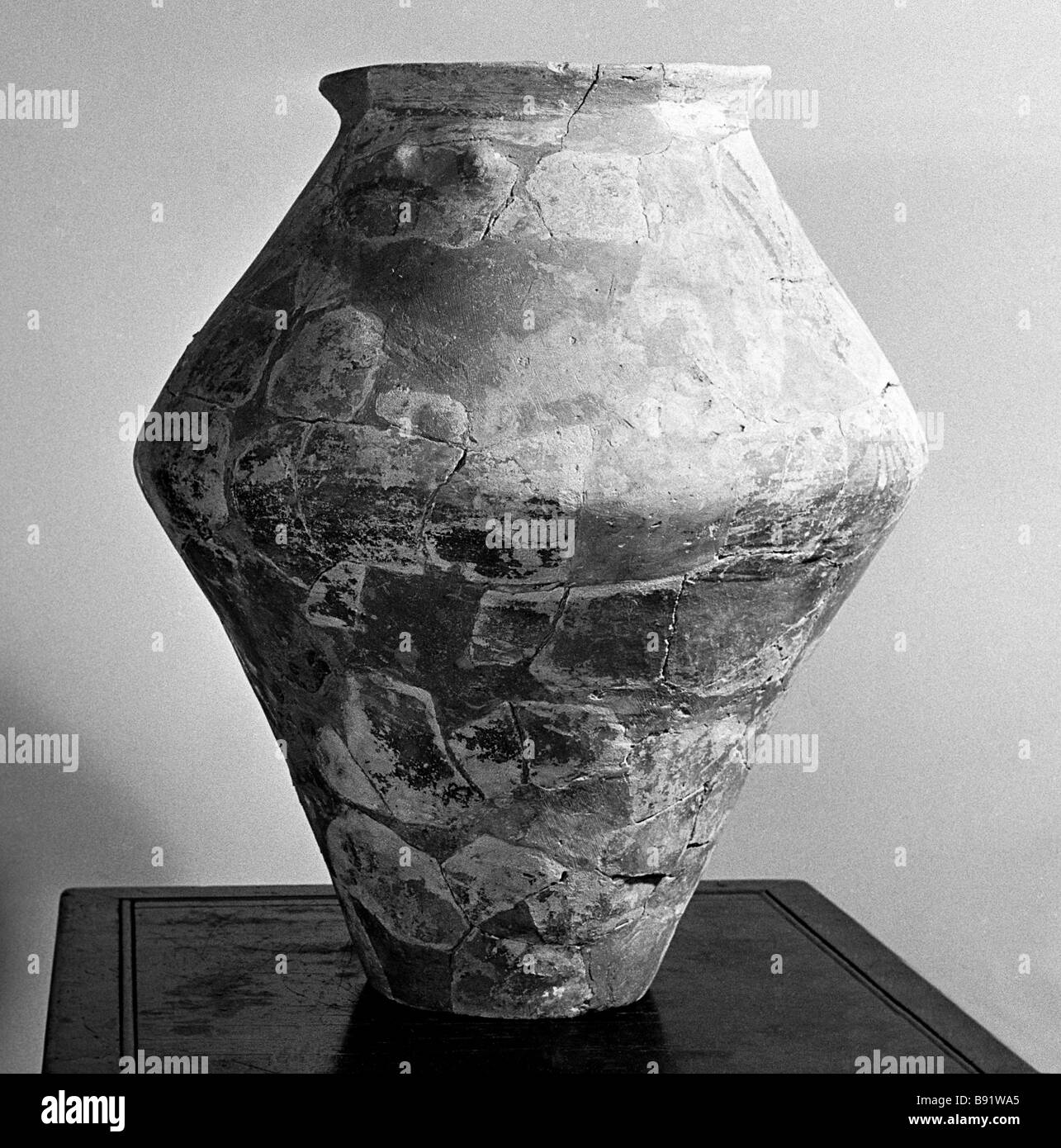 A clay ornamented grain vessel a remarkable example of light polychrome ...