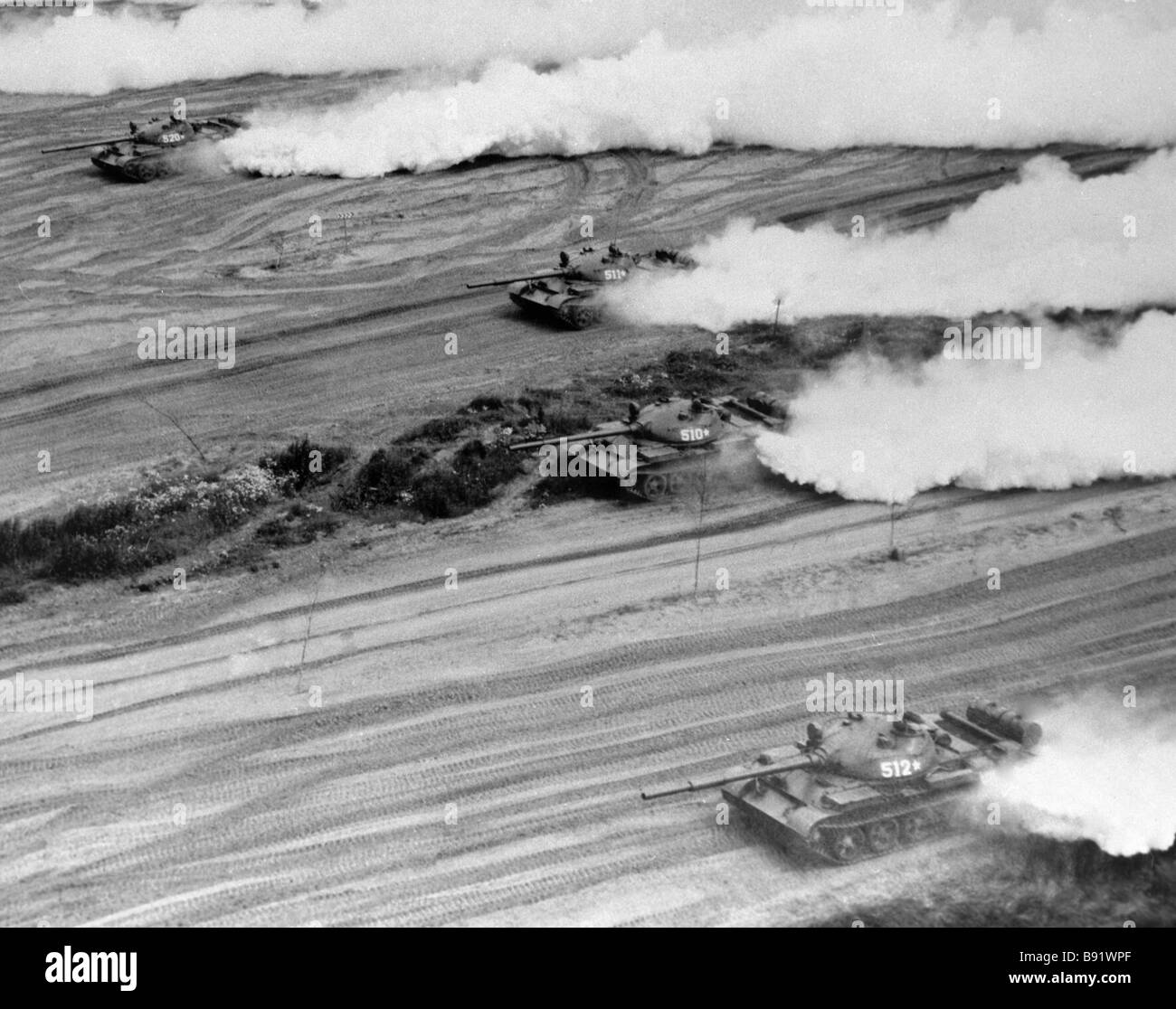 Tanks set up smoke screen during a tactical exercise Stock Photo - Alamy
