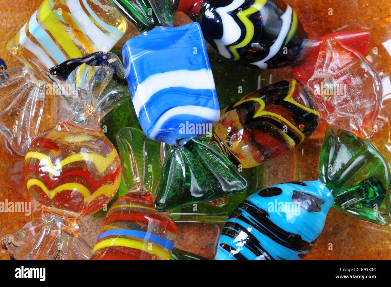 Venetian glass sweets from Murano Stock Photo - Alamy