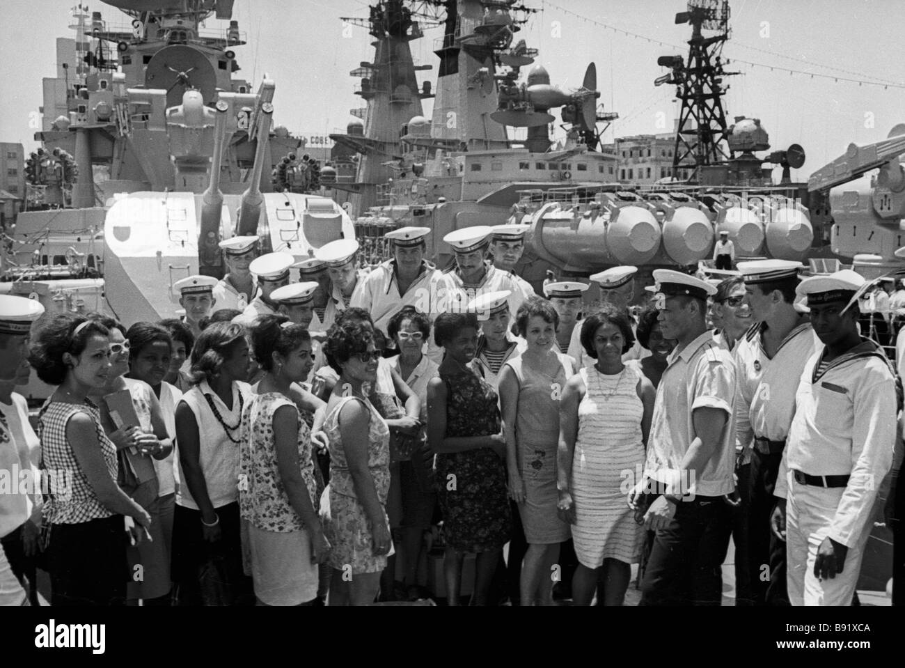 The Cuban women aboard a Soviet warship in Havana Stock Photo - Alamy