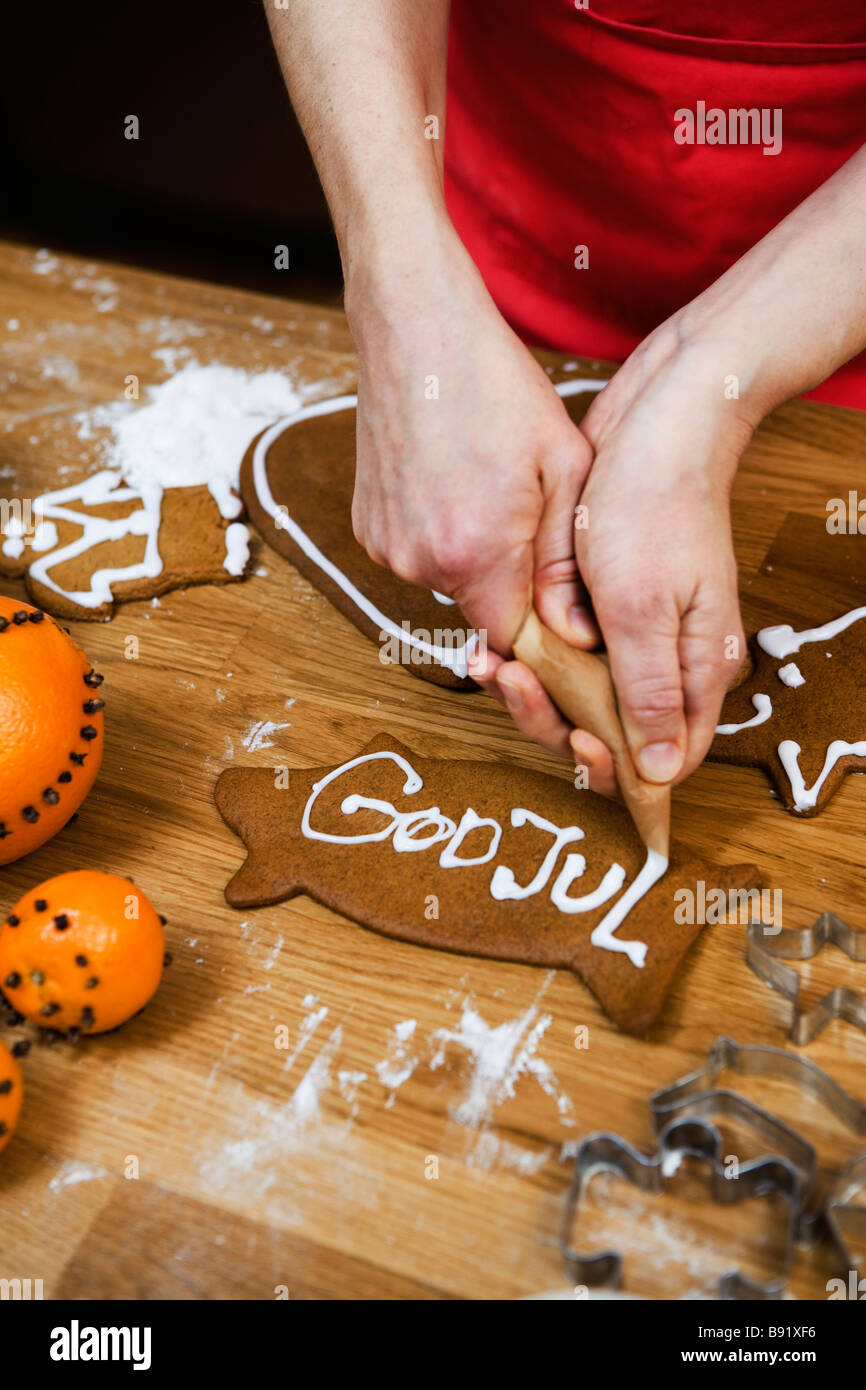 A woman baking ginger bread biscuits Sweden Stock Photo - Alamy