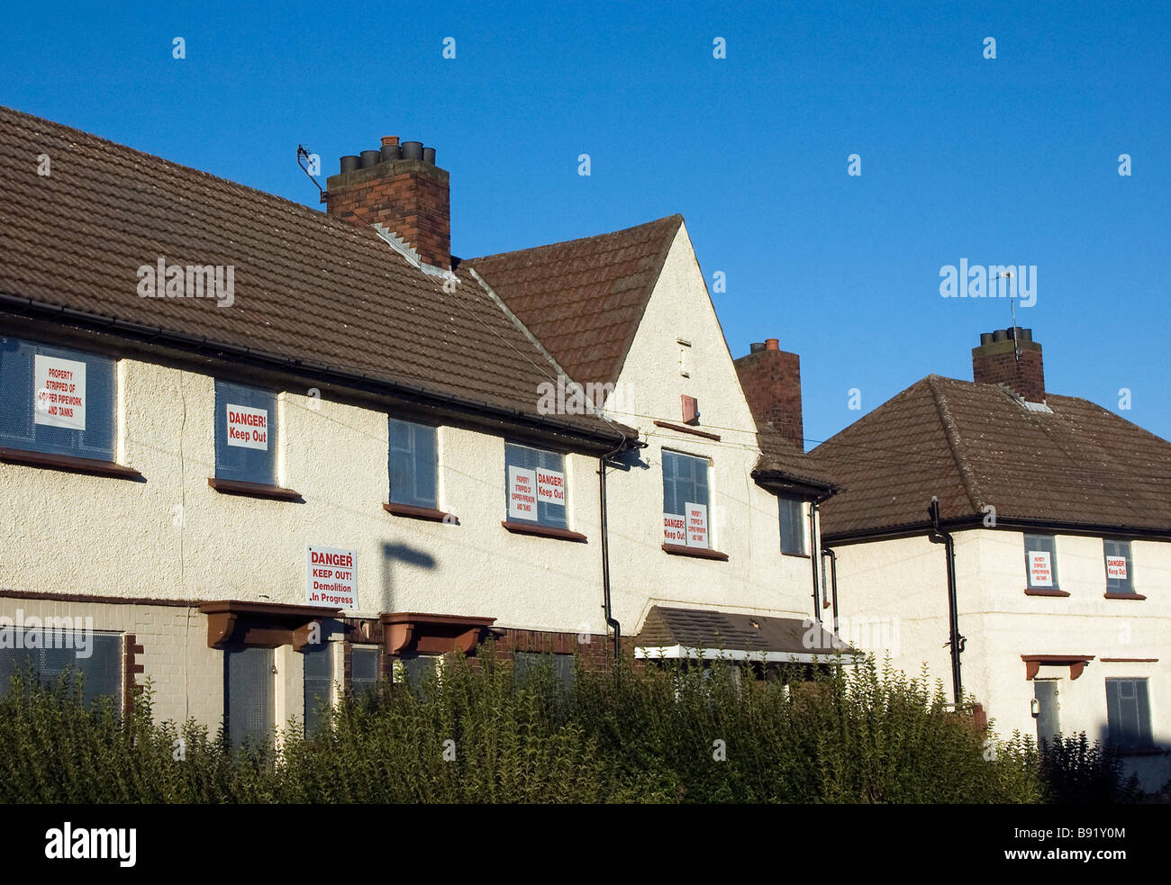 Boarded up houses ready for demolition on the Priory Council Estate ...