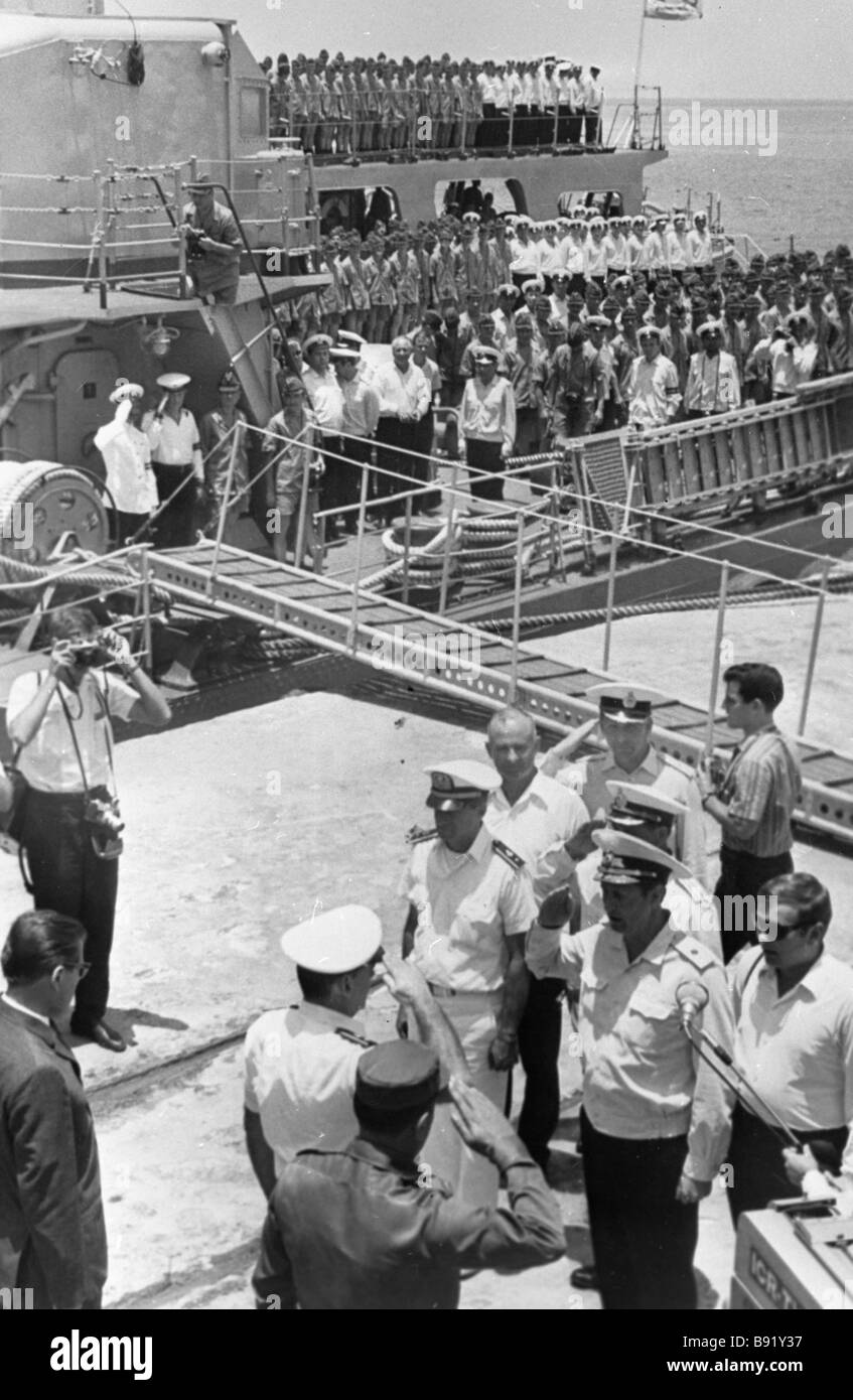 Aldo Santamaria commander of the Cuban Navy second left and Rear ...