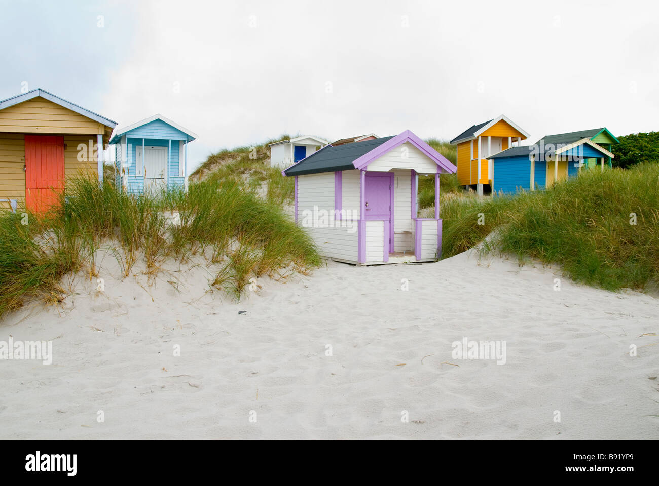 Bathing huts on a beach Sweden Stock Photo - Alamy