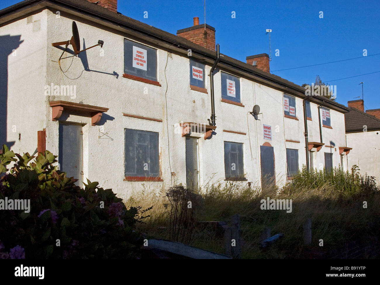 Boarded up houses ready for demolition on the Priory Council Estate ...