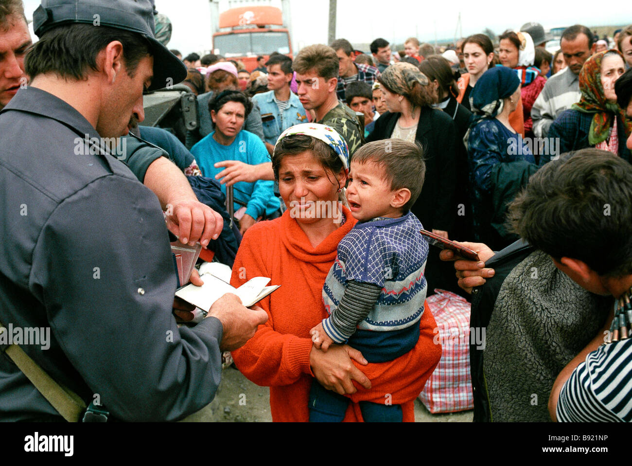 Chechnya Ingushetia administrative border Checking documents Stock ...