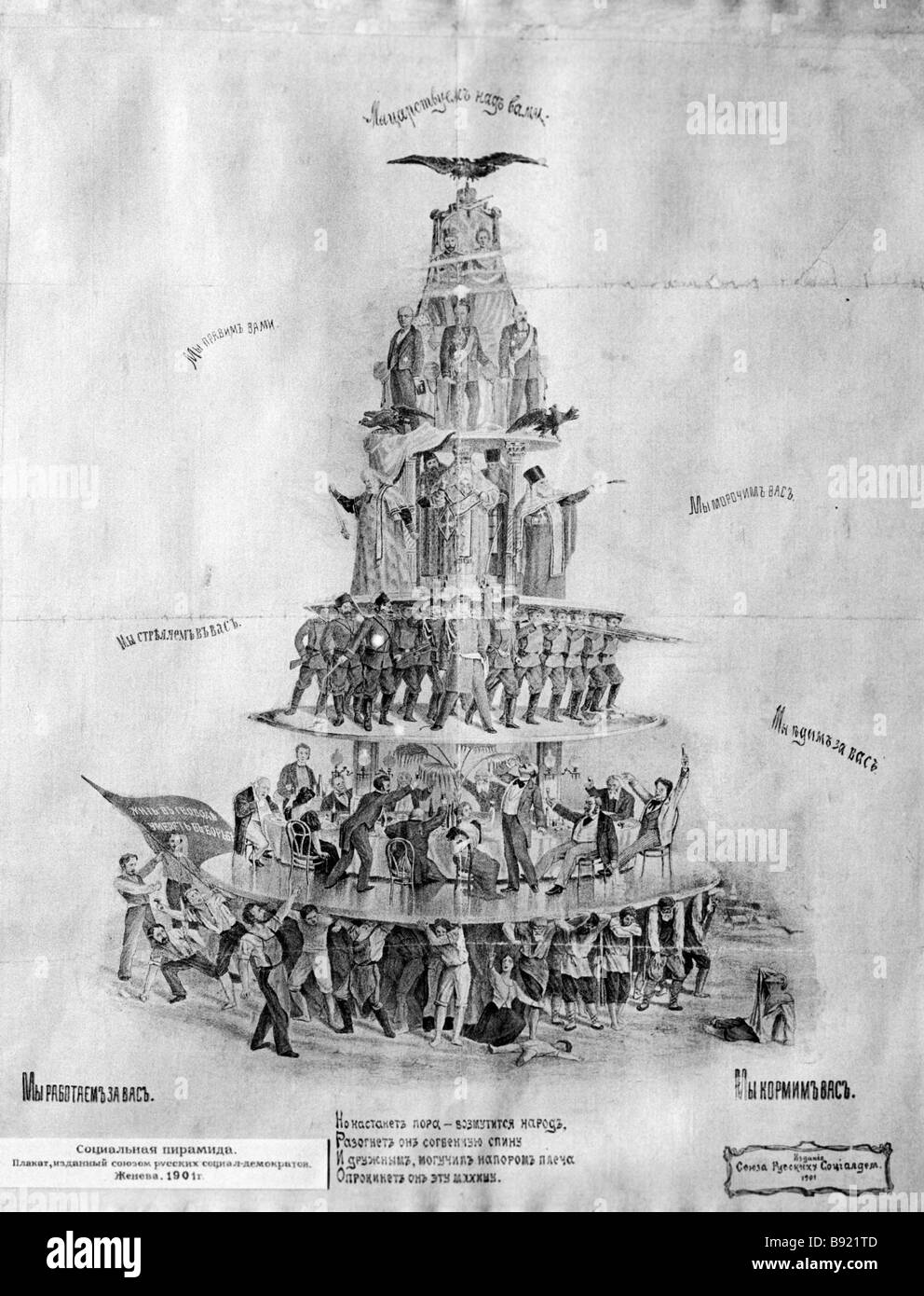 A reproduction of the poster leaflet The Social Pyramid by an unknown ...
