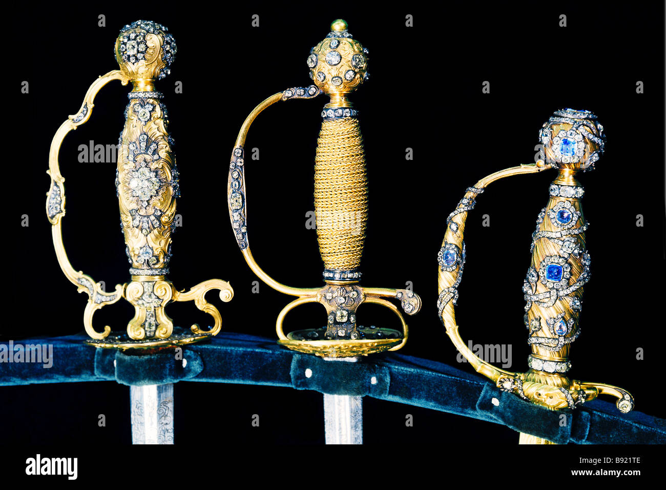 Mid 18th century Russian sword hilts at the Kremlin Armory Stock Photo ...