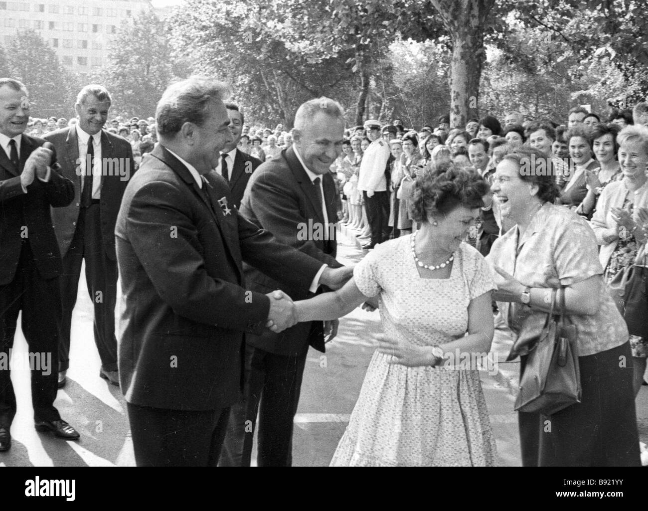 Leonid Brezhnev third from left and Alexei Kosygin fourth from left ...