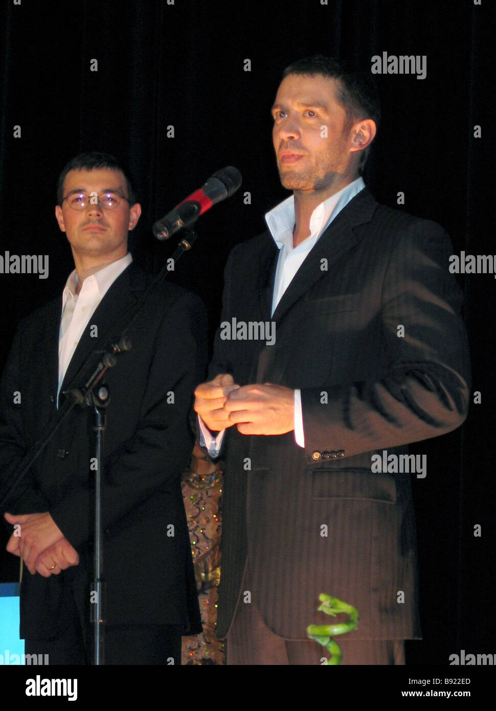 Film director Vladimir Mashkov and actor Yegor Beroyev right to left ...