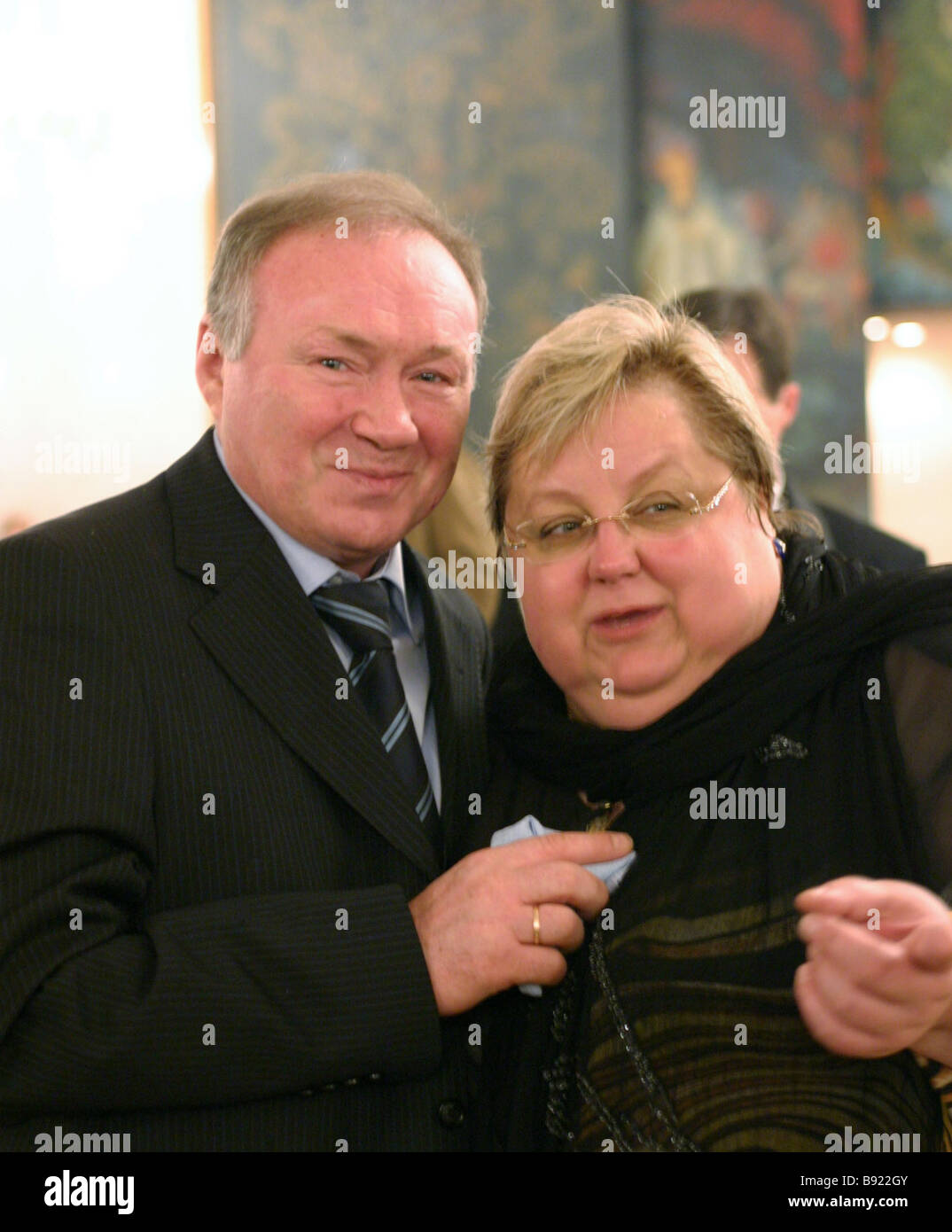 Actor Yury Kuznetsov and his wife at the TEFI 2004 national TV award ...