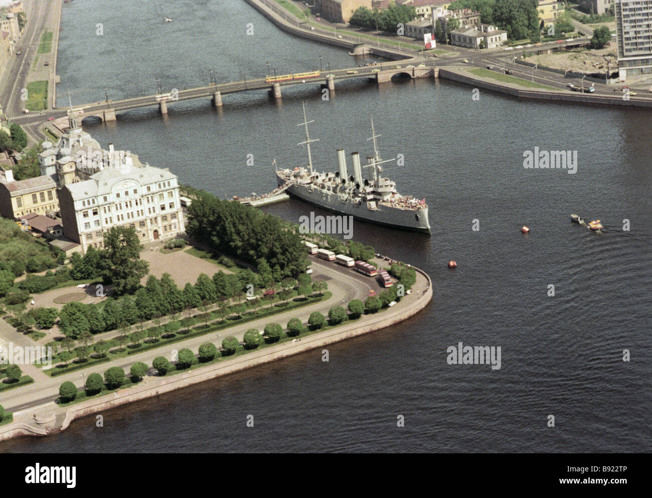 The Avrora cruiser near the Nakhimov Naval School in St Petersburg ...