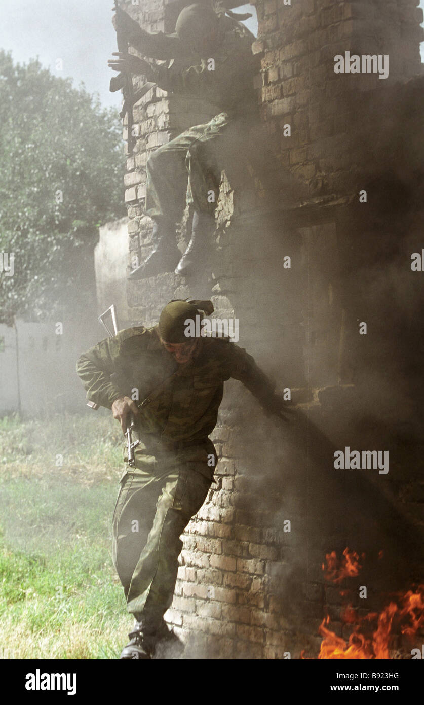 Soldiers during exercise Scout unit of 149th motorized rifle regiment ...