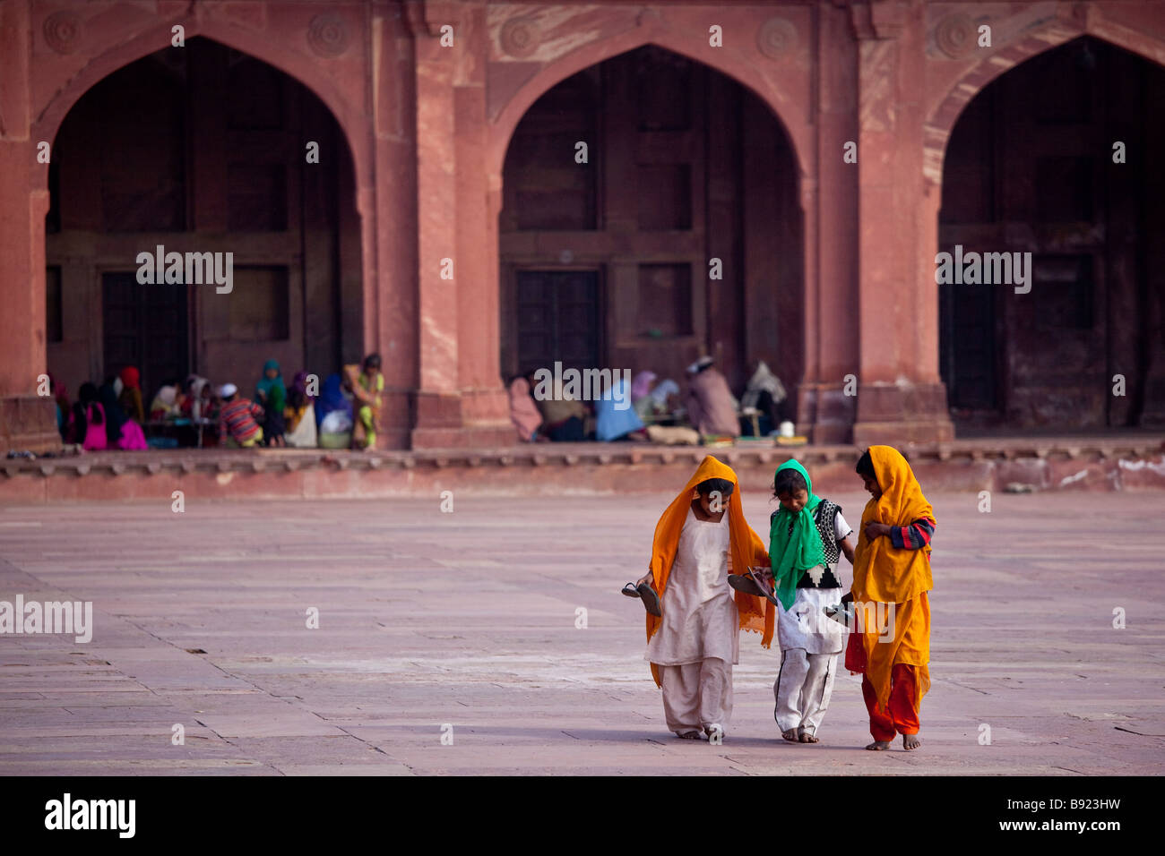 Muslim Girls Walking from Madrasa Class Inside the Friday Mosque in ...