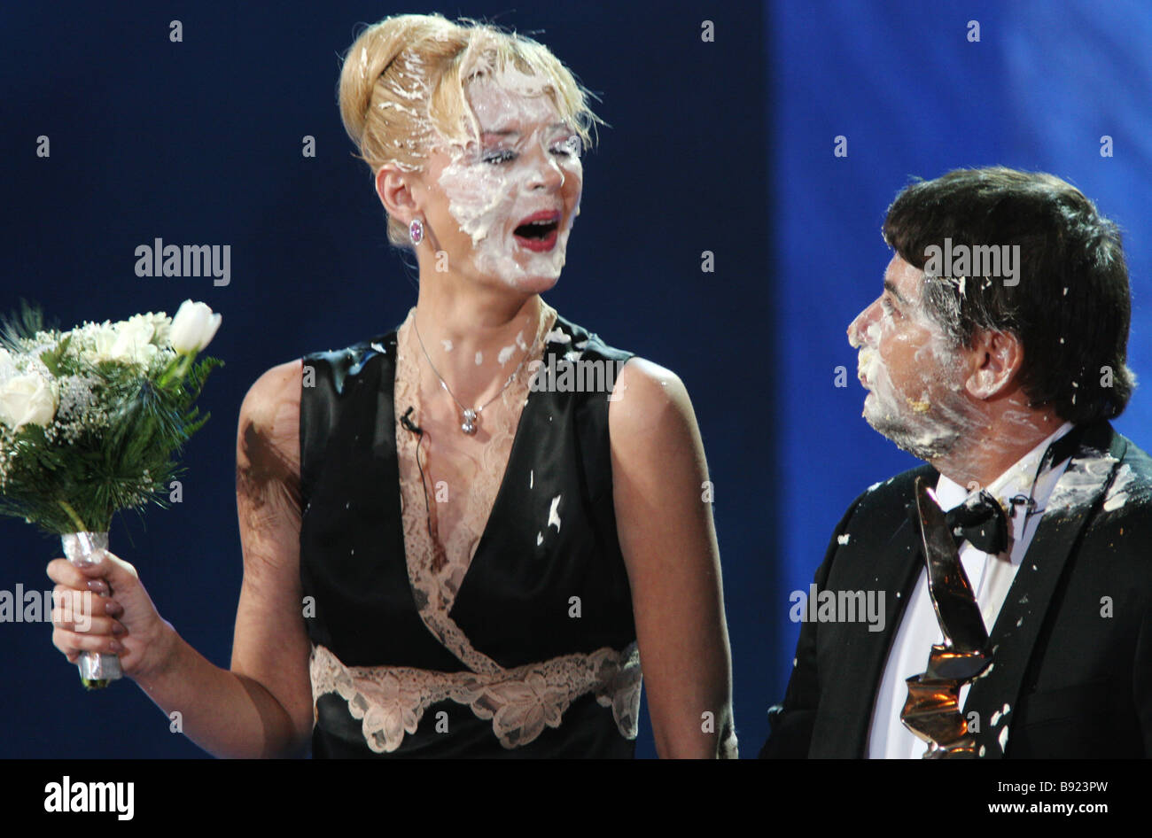 Actor and producer Alexander Tsekalo and actress Yulia Menshova during ...