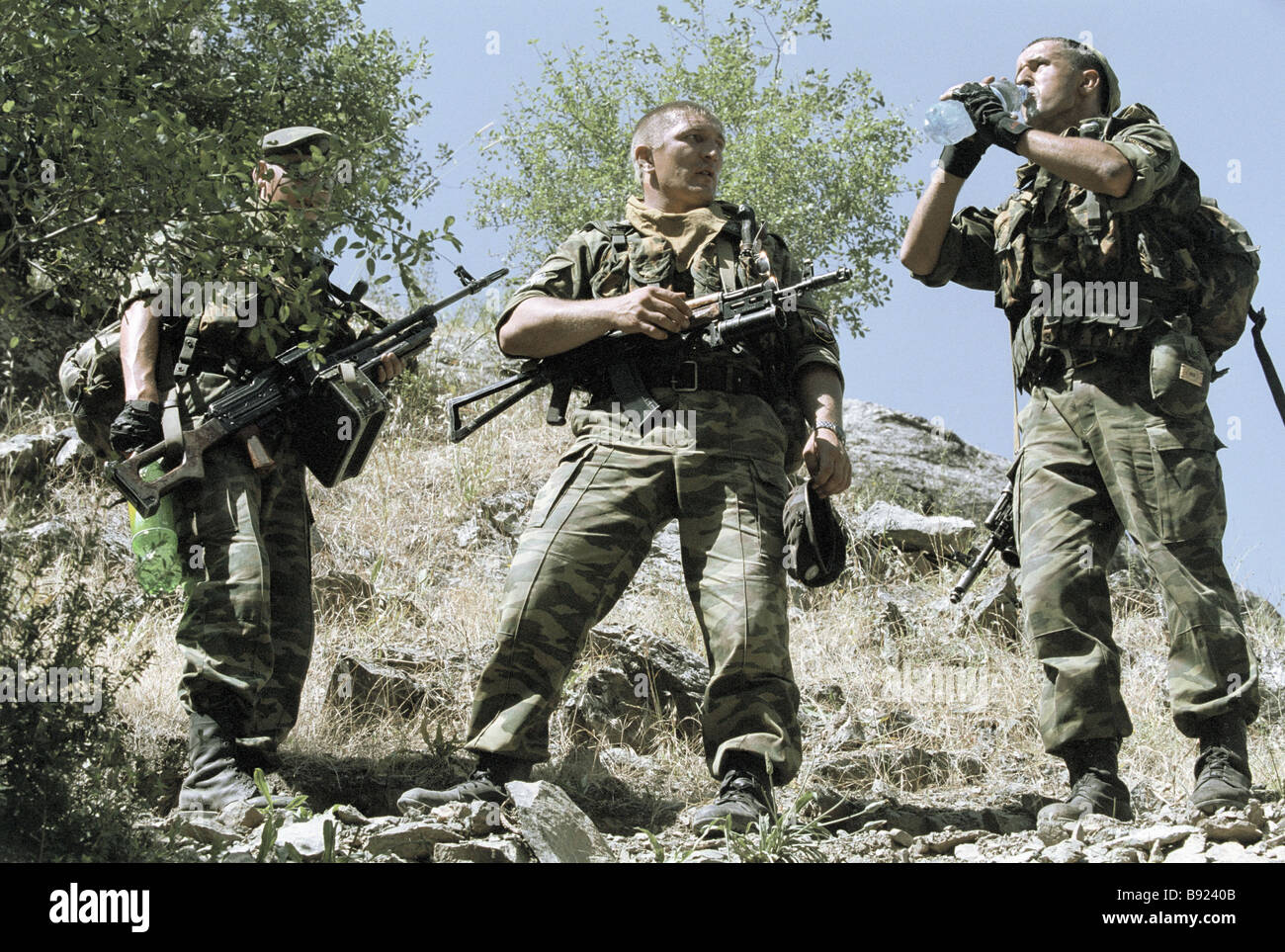 Officers of a radio reconnaissance of the 201st Motorized Rifle ...