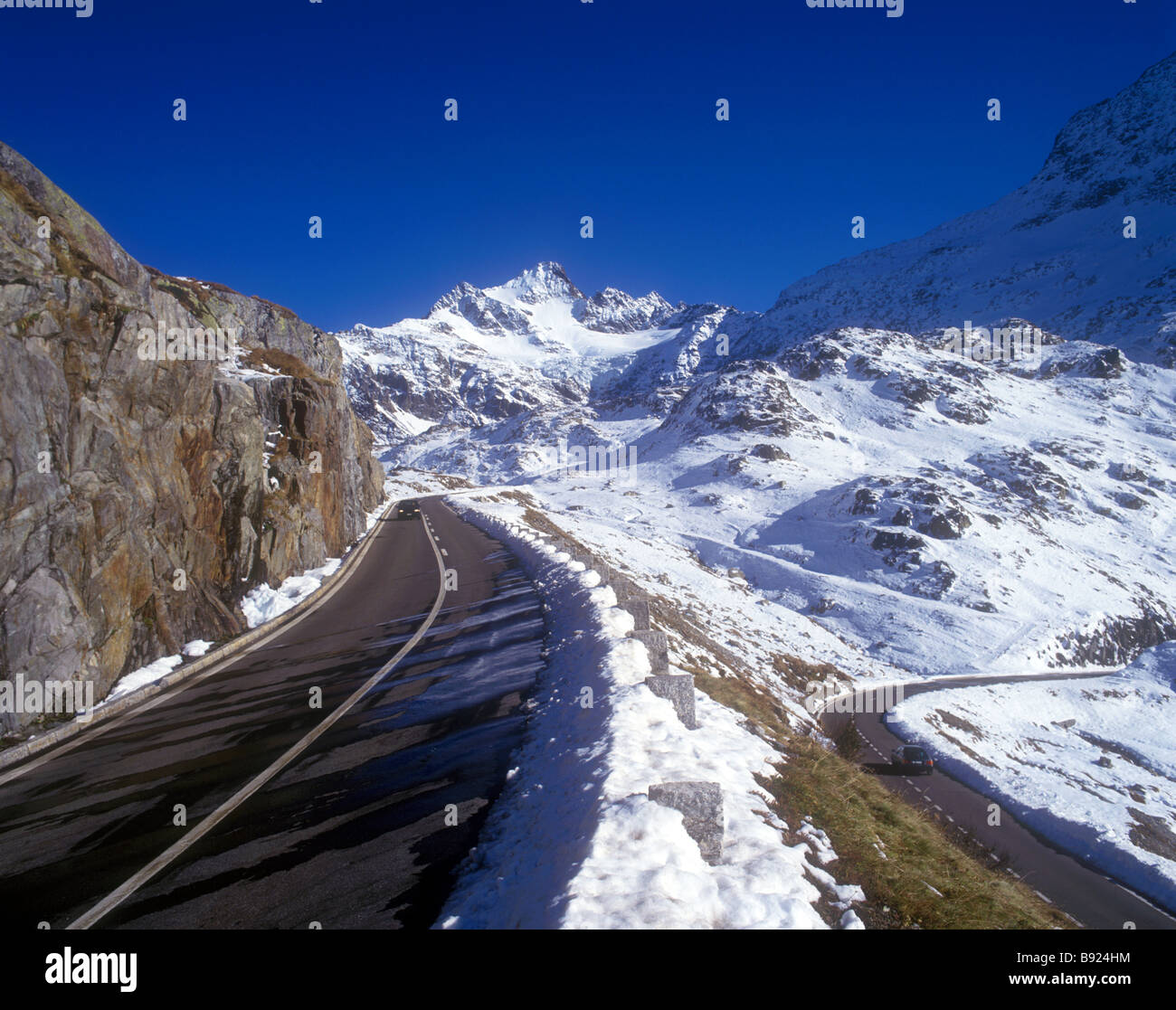 Driving through the Susten Pass in the Swiss Alps. The pass connects ...