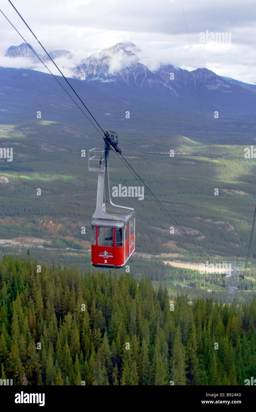 A Jasper Tramway car makes it way to the top Stock Photo - Alamy