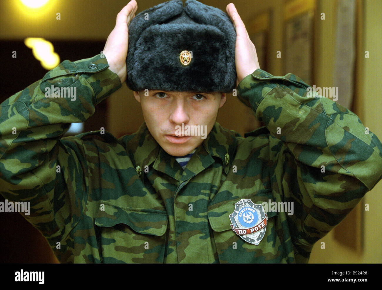 Company orderly sergeant Roman Vasilyev at barracks of the Pskov ...