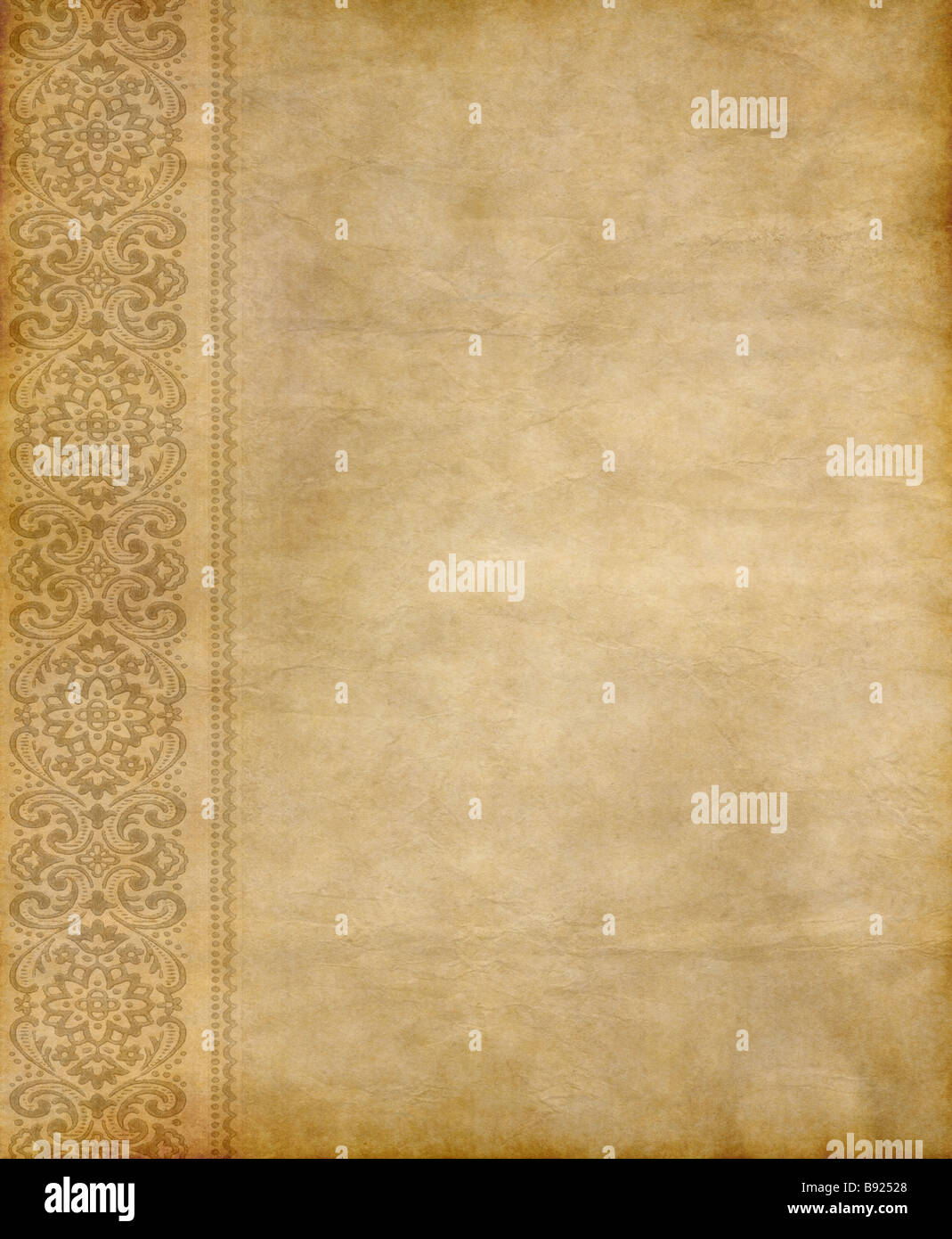 great image of old parchment paper with floral design Stock Photo - Alamy
