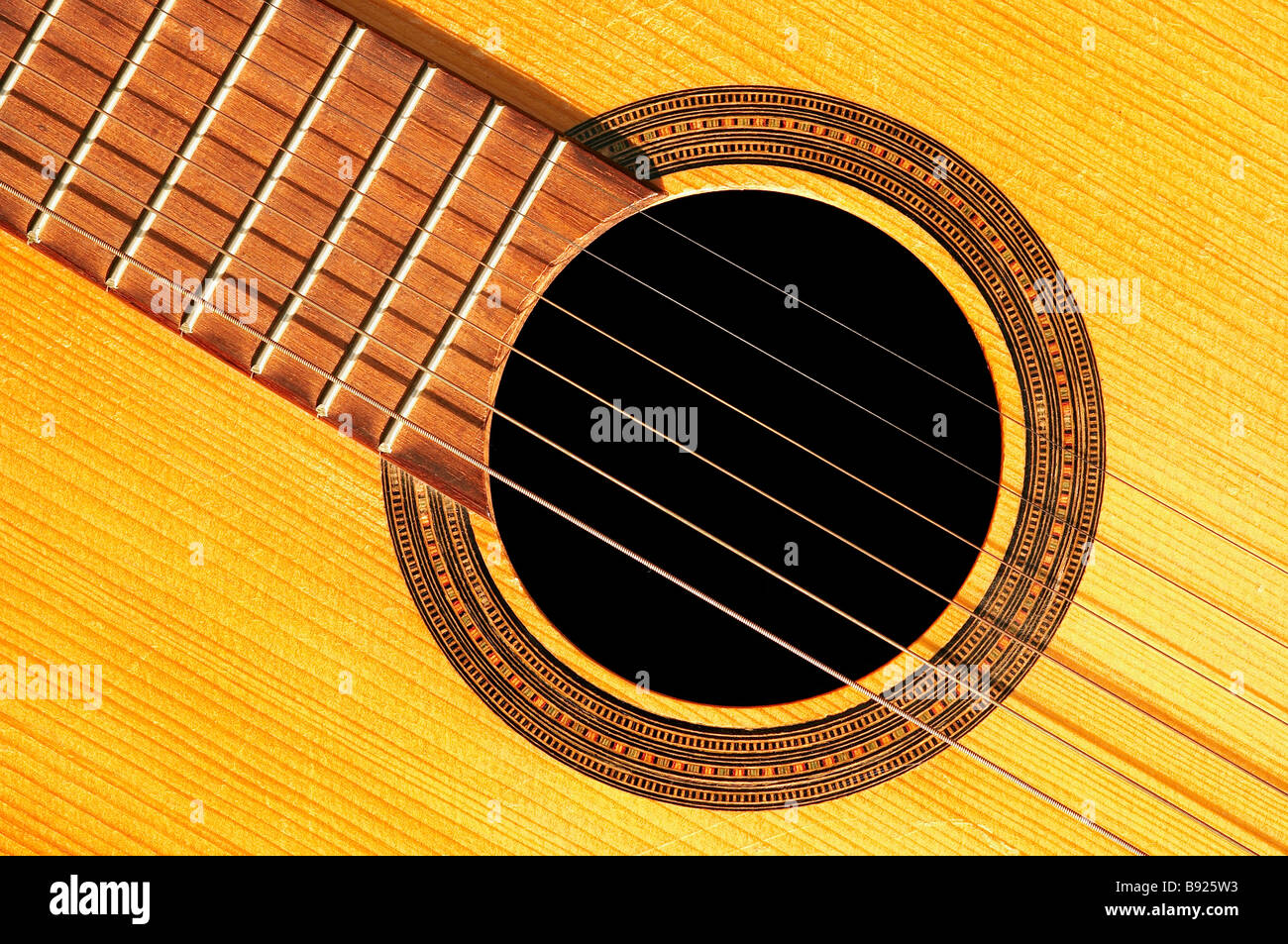 Detail of the acoustic guitar - strings and resonant Stock Photo - Alamy