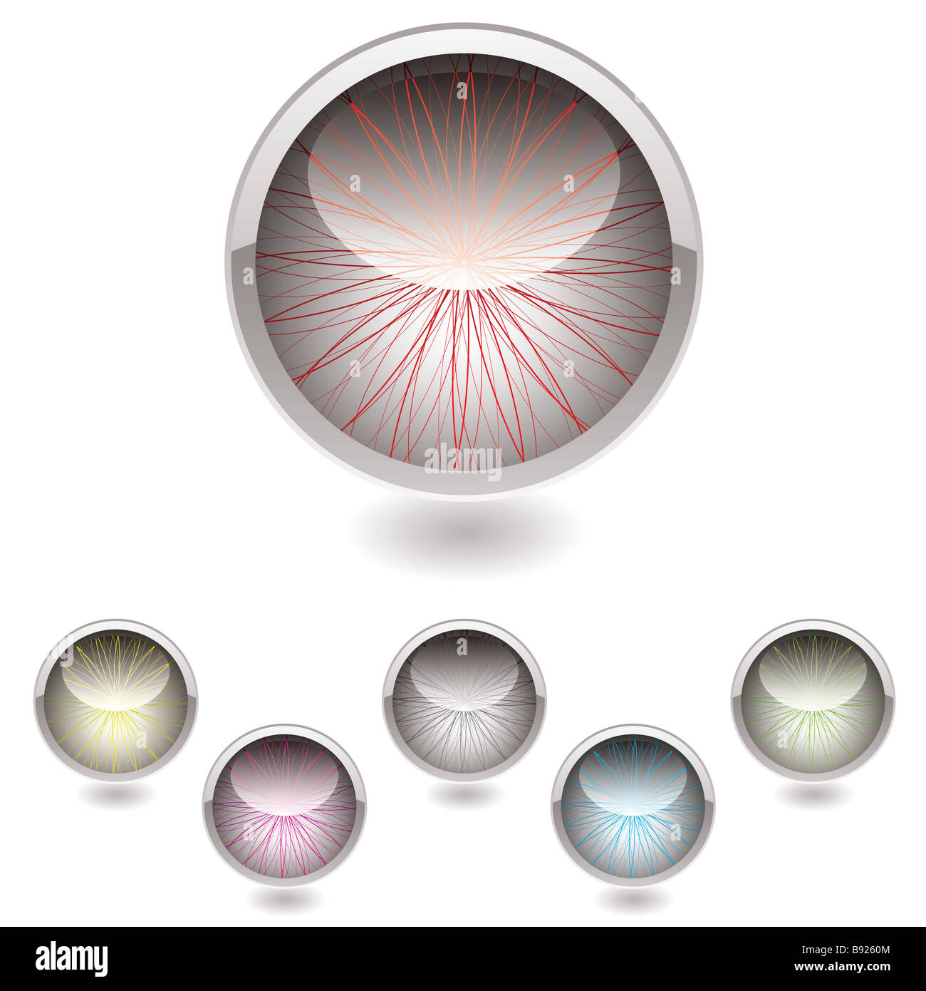 Eye inspired button collection with color variation and shadow Stock ...