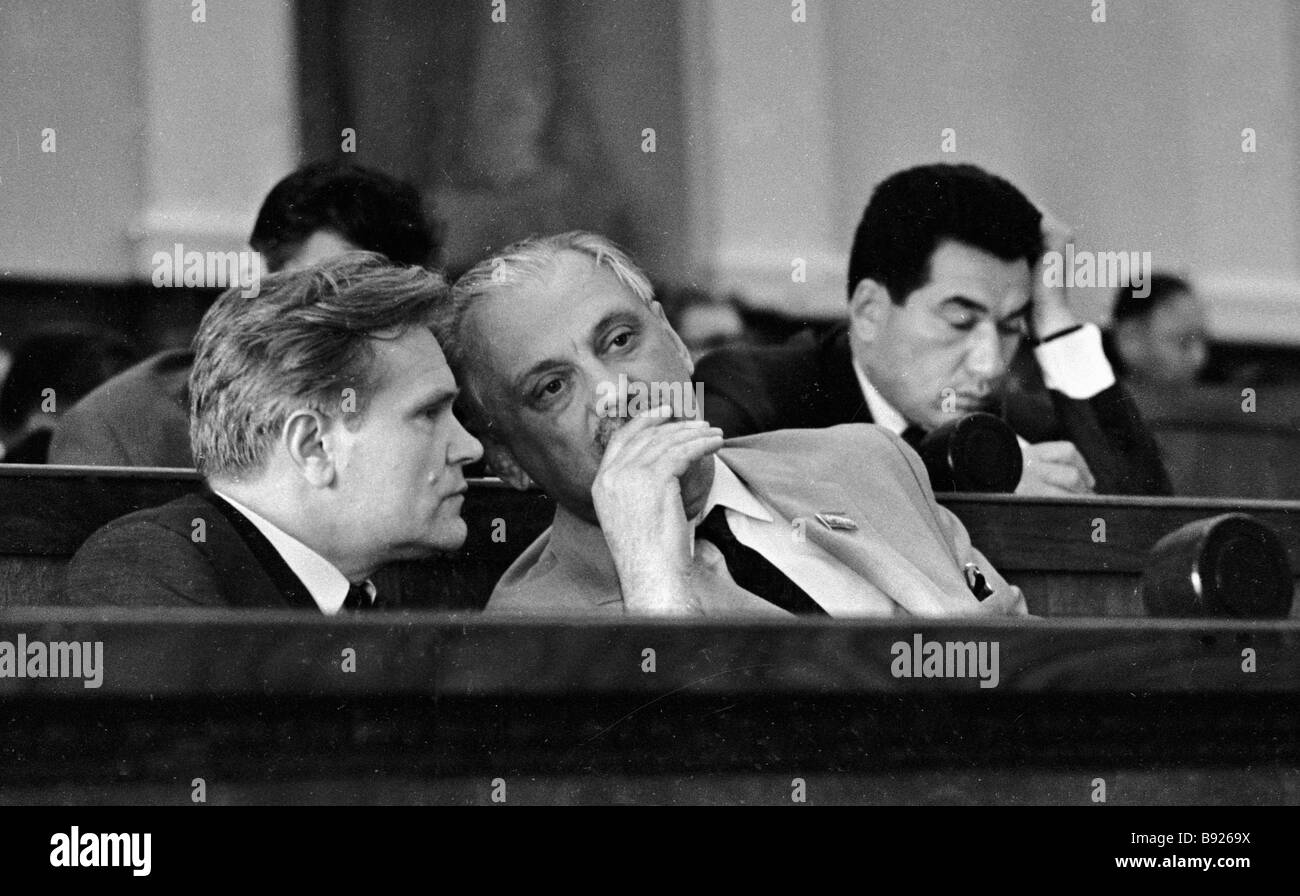 From left to right playwright Afanasy Salynsky fabulist Sergei ...