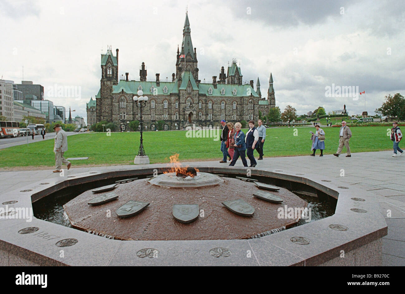 Eternal Fire in front of the parliament building Ottawa Canada Stock ...