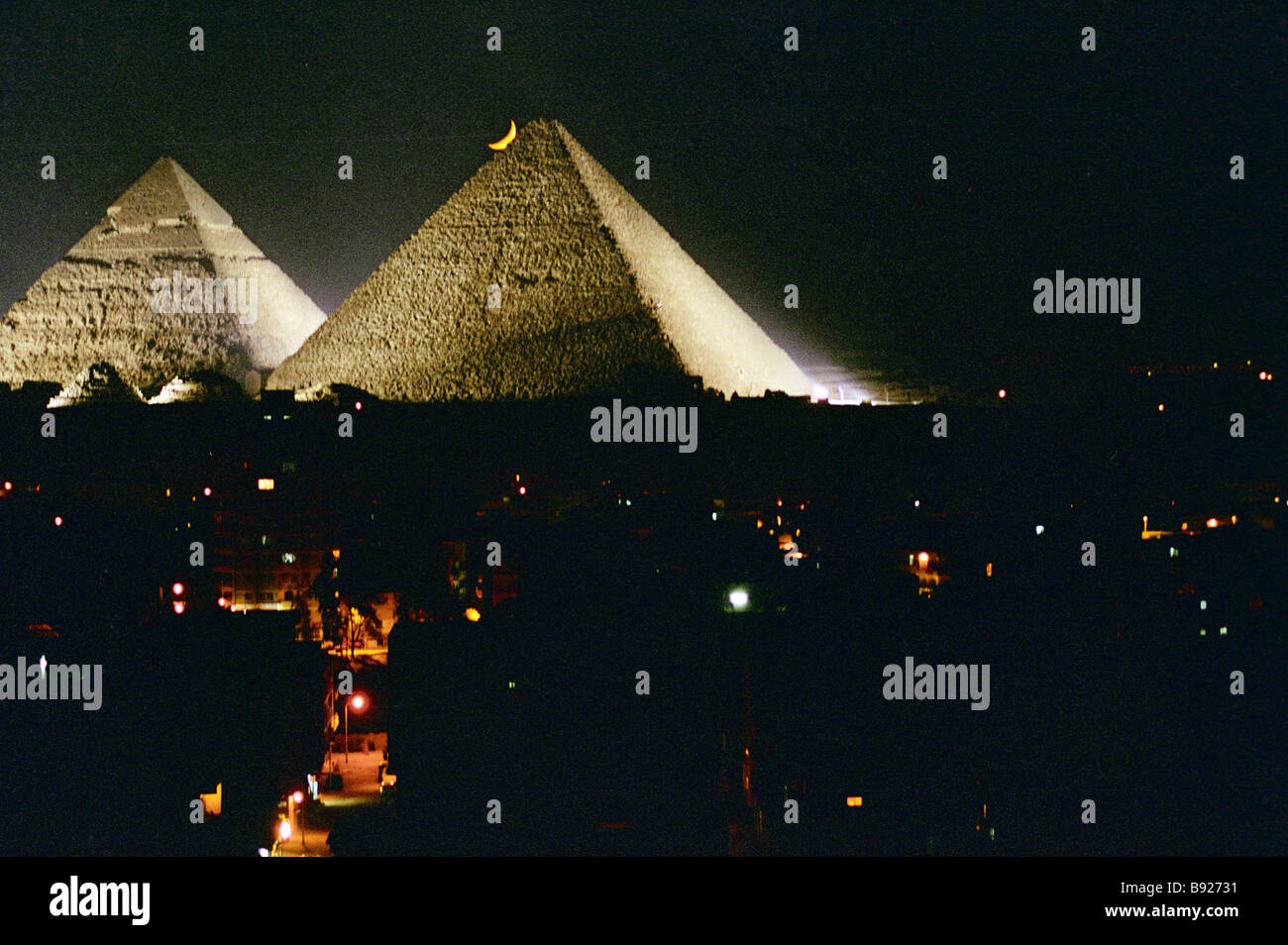 Giza pyramids at night Stock Photo - Alamy