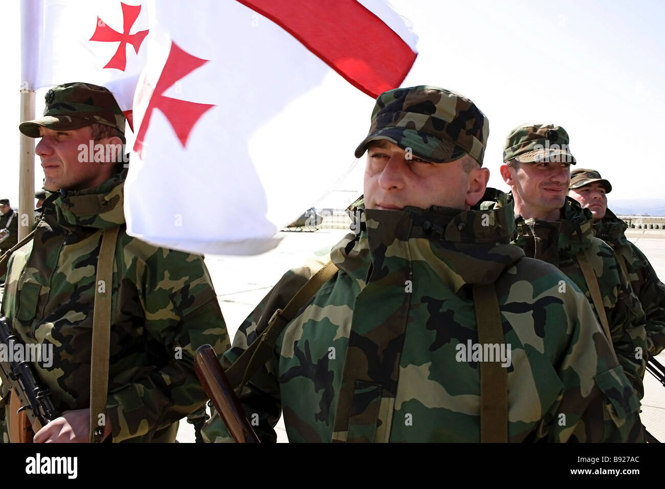 A Georgian peacekeeping force at the Dzhimsher Maisuradze helicopter ...