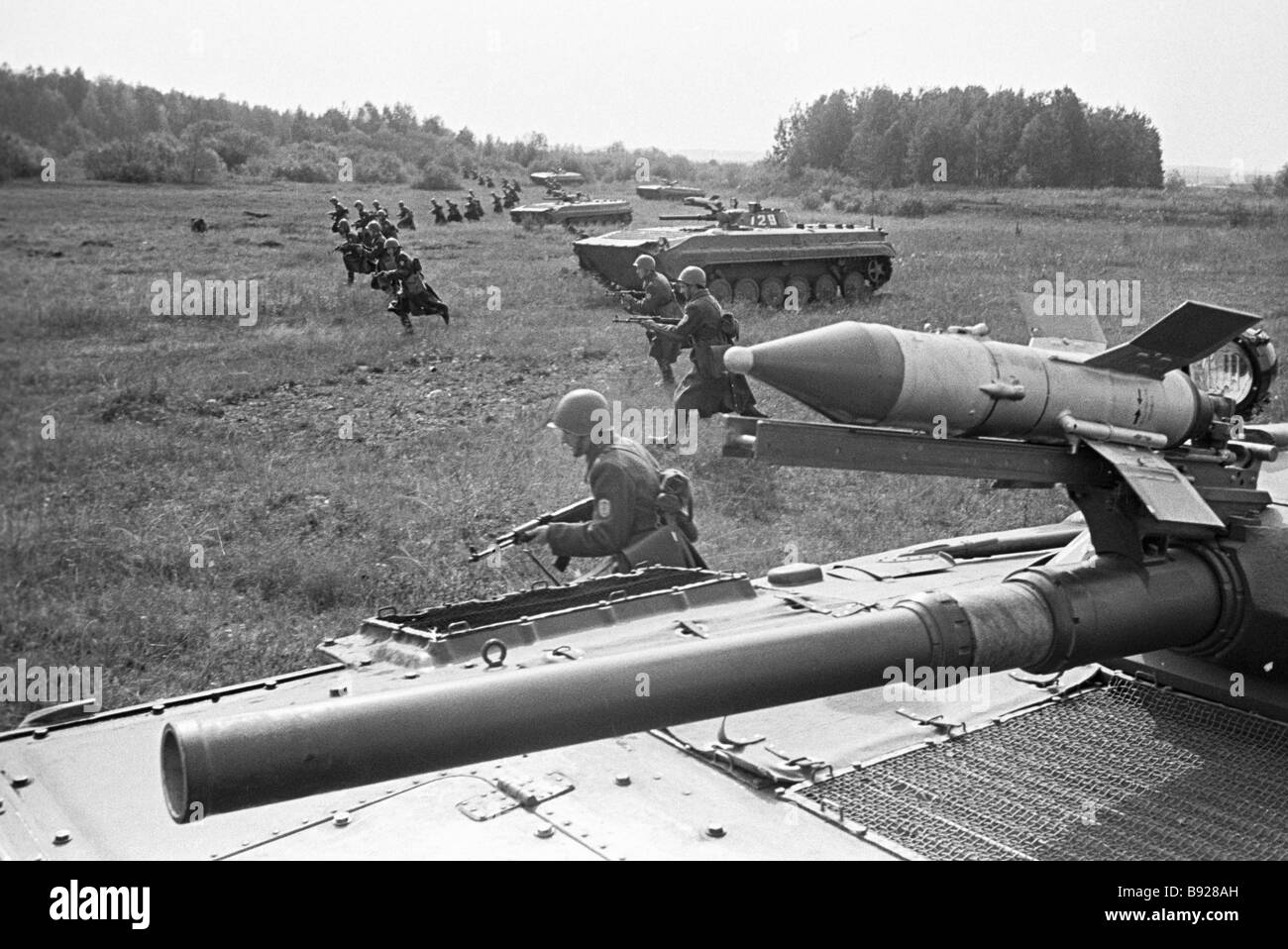 Motorised infantrymen s training attack with armor support Stock Photo ...