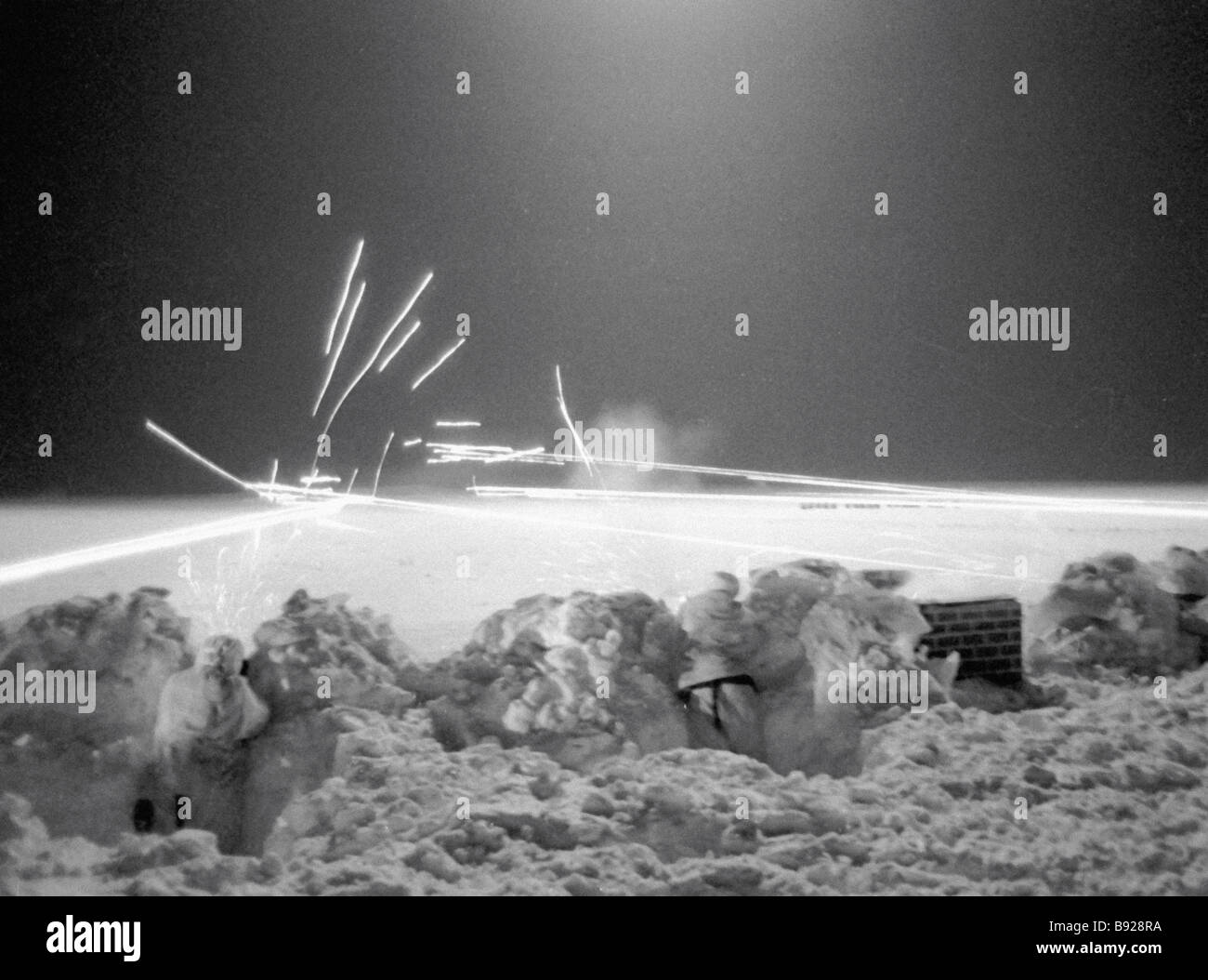 Night firing at a frontier outpost in the Polar region Stock Photo - Alamy