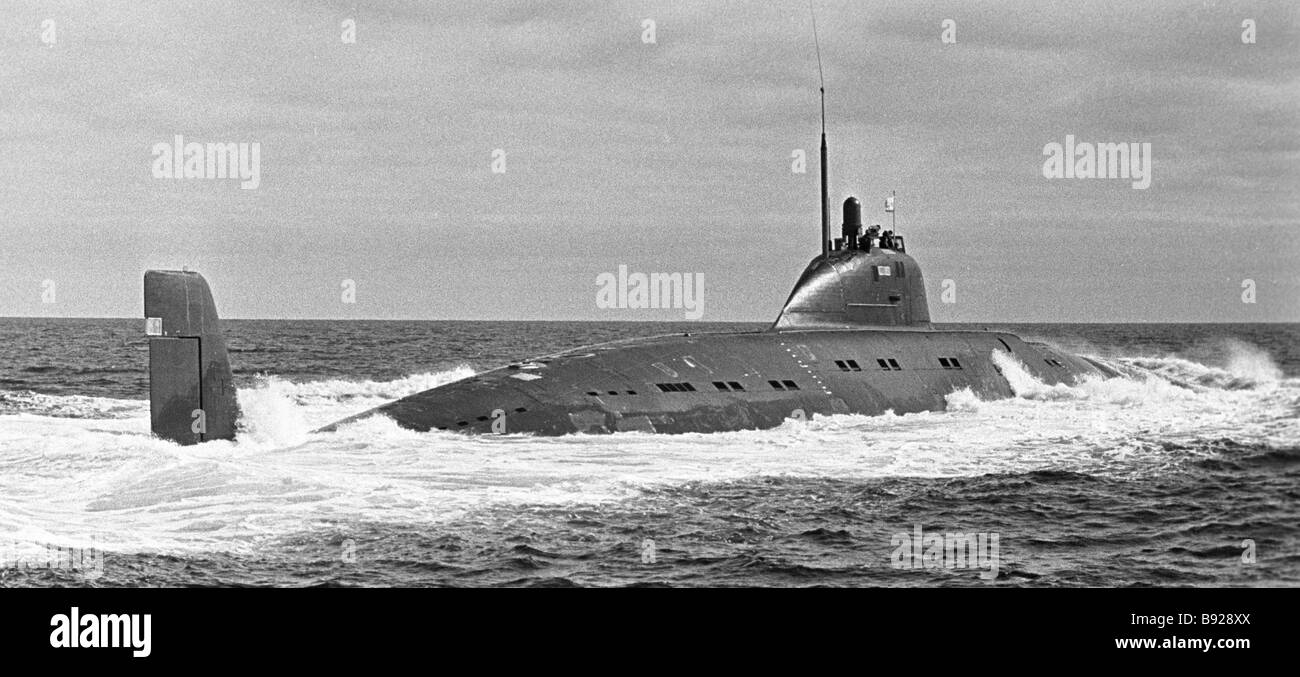 The atomic submarine 50 Years of the USSR is going on a voyage Stock ...