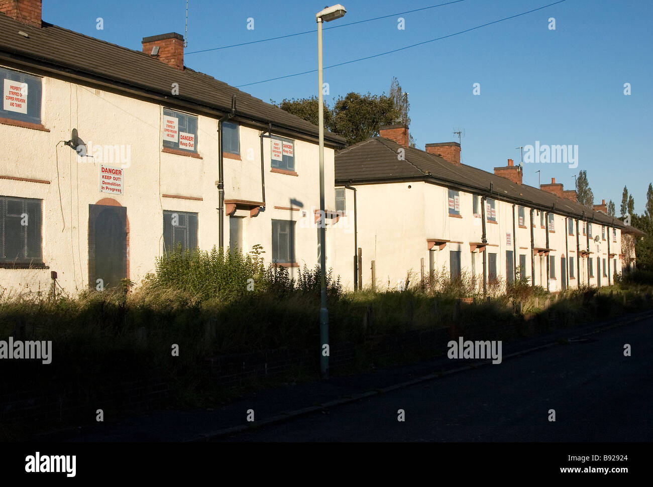 Boarded up houses ready for demolition on the Priory Council Estate ...