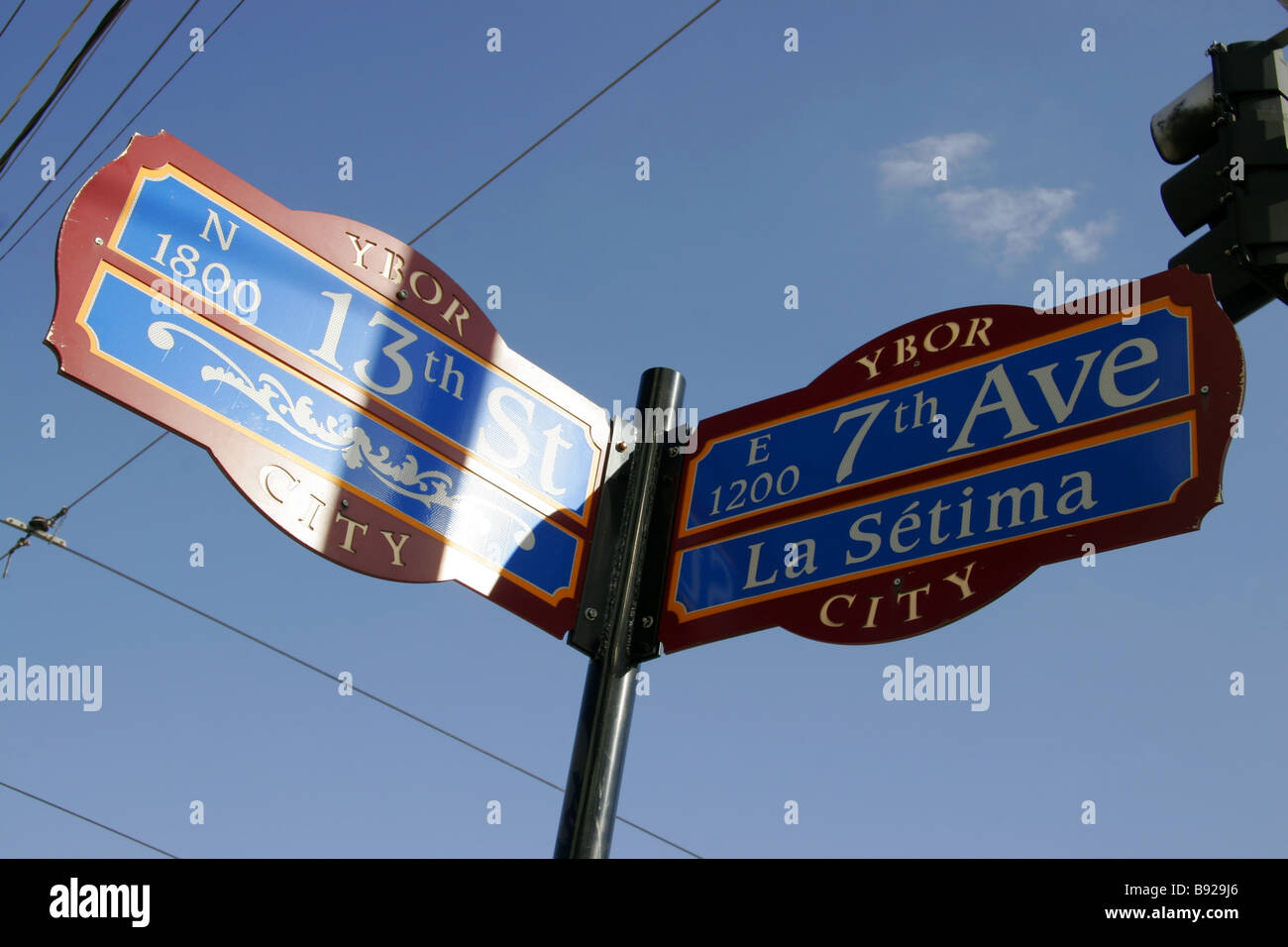 Road sign for 13th Street and 7th Avenue in Ybor City Tampa Florida USA ...