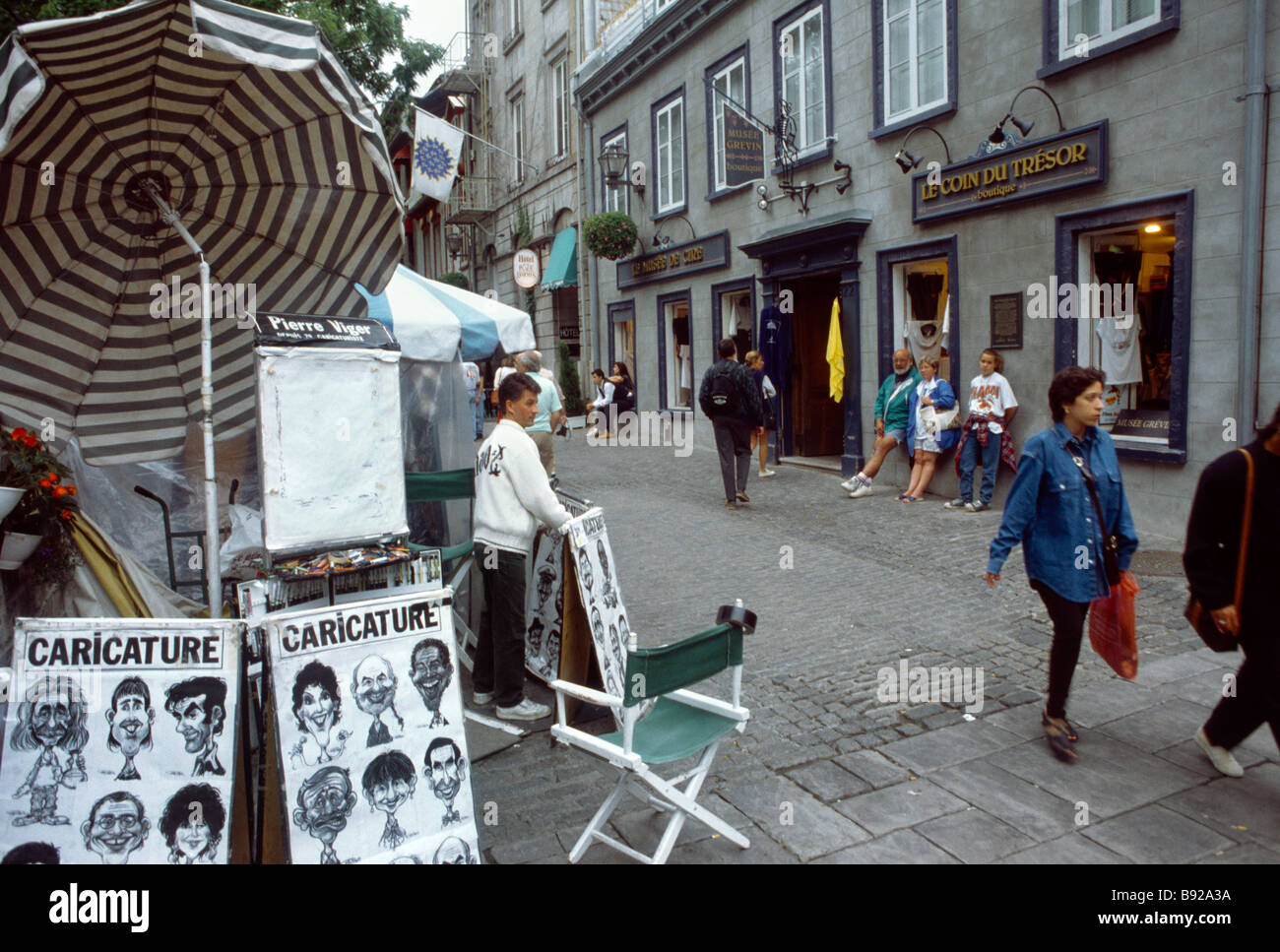 Quebec Canada Rue Du Tresor Caricature Artist Stock Photo - Alamy