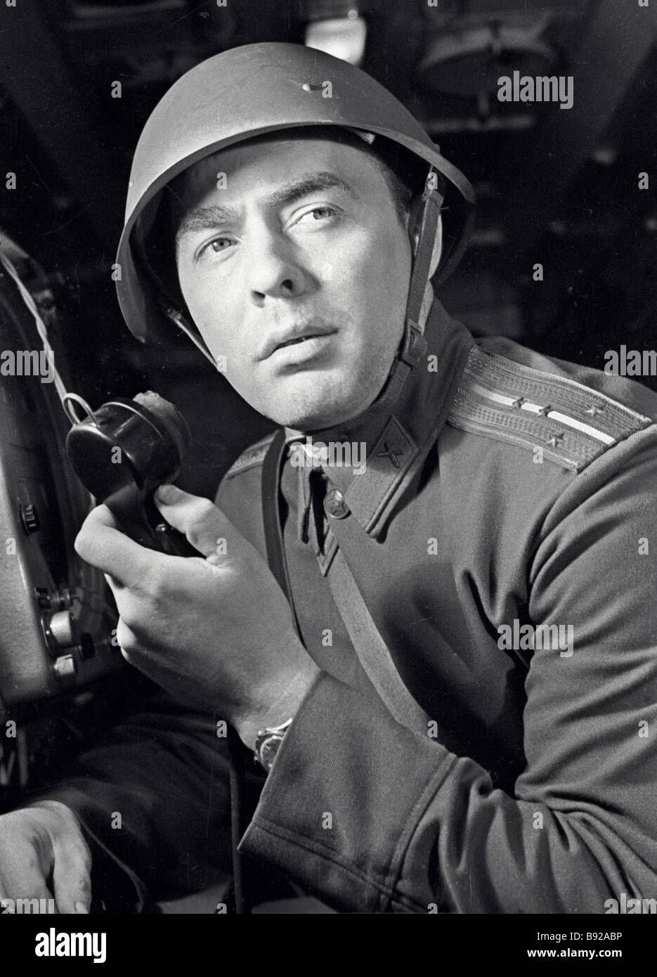 Captain Lobnya unit commander is speaking on the radio during the ...