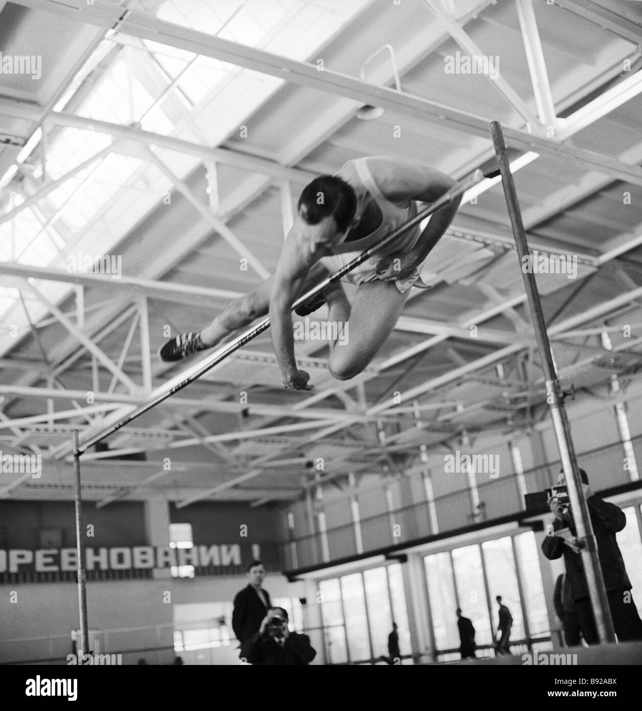 Soviet athlete Valery Brumel who set 6 world records jumping 2 meters ...